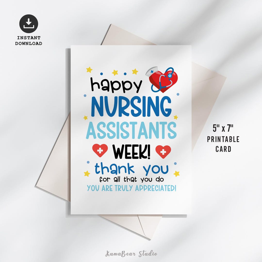 Nursing Assistants Week Card Printable, Happy CNA Week Greeting Card ...