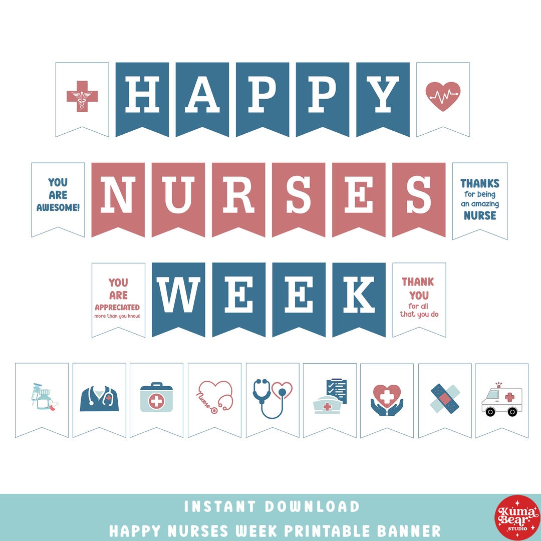 Nurses Week Banner, Nurse Appreciation Week Printable Banner, Nurses Week Decorations, Nurse ...