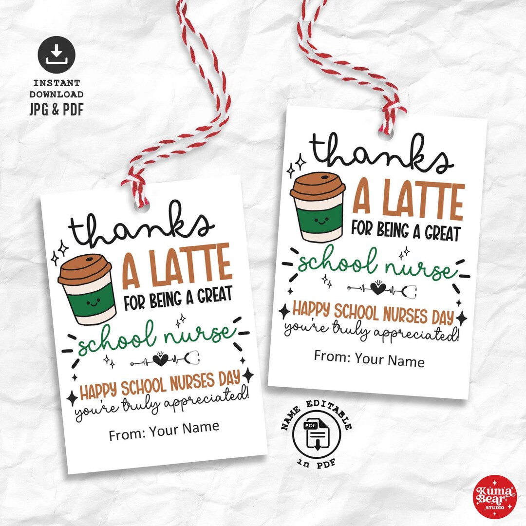School Nurses Day Gift Tag Printable, Happy School Nurse Appreciation ...