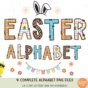 Easter Doodle Letters Alphabet PNG, Easter PNG Sublimation, Easter Egg ...