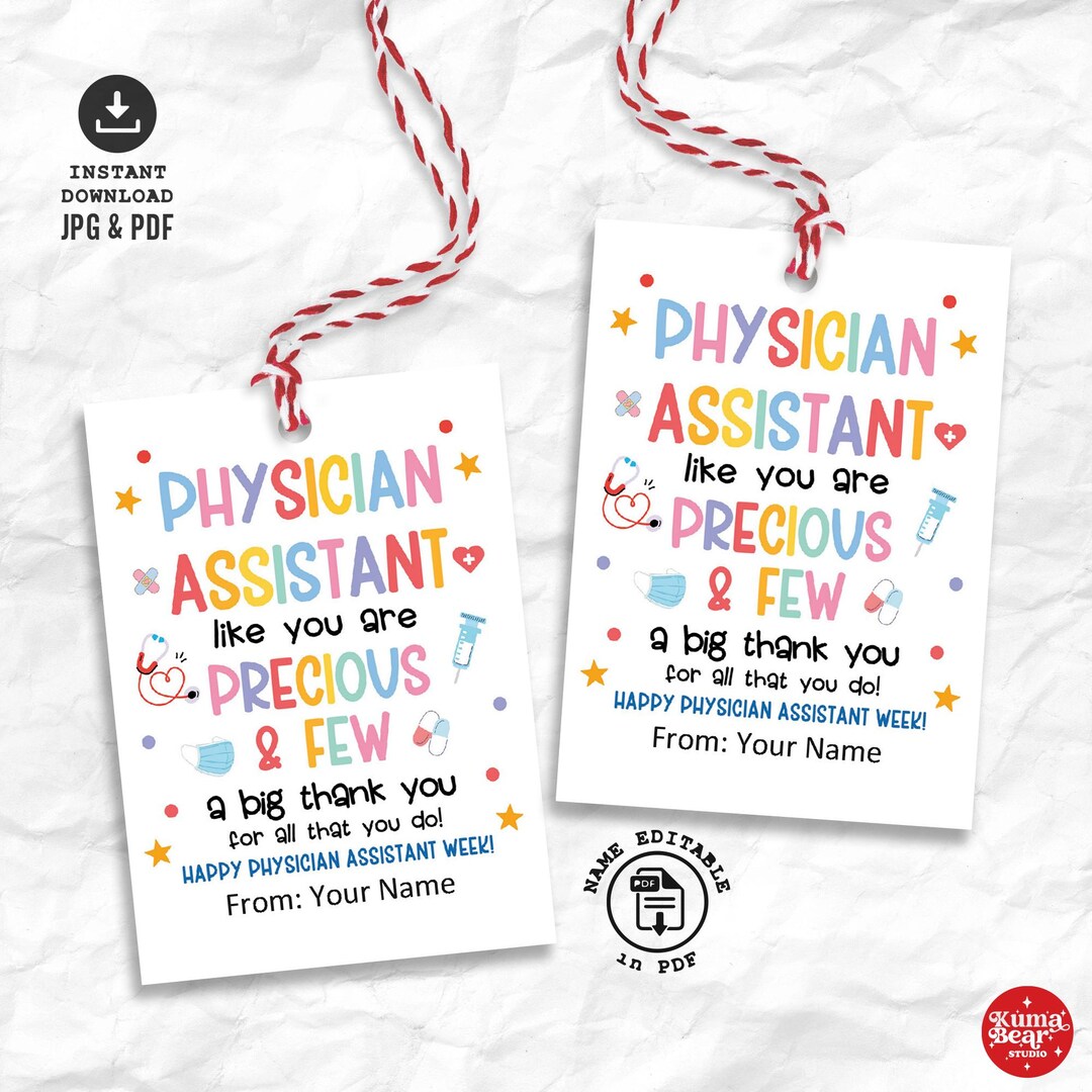 Physician Assistant Week Printable Tags – Thank You Gift Tags for PA ...