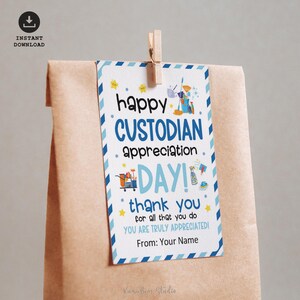 Custodian Day Gift Tags - Printable Thank You Favor Tags for School ...