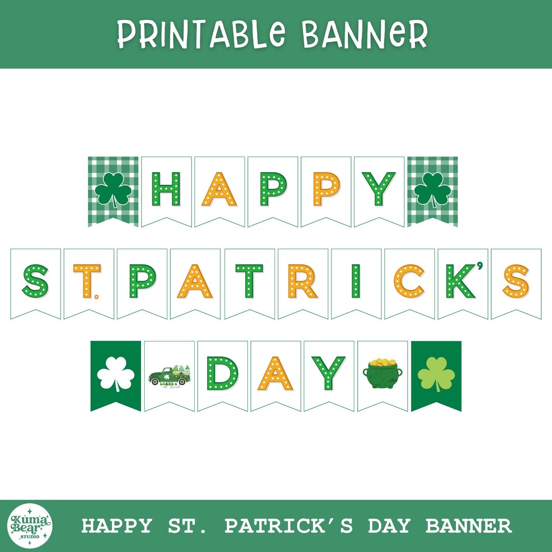 Printable Banner St Patricks Day, Shamrock Banner, St Paddy’s Day ...