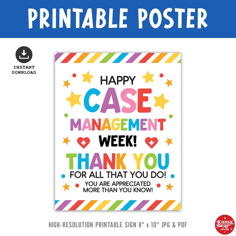 Case Management Week Sign Printable – Case Manager Appreciation Poster ...