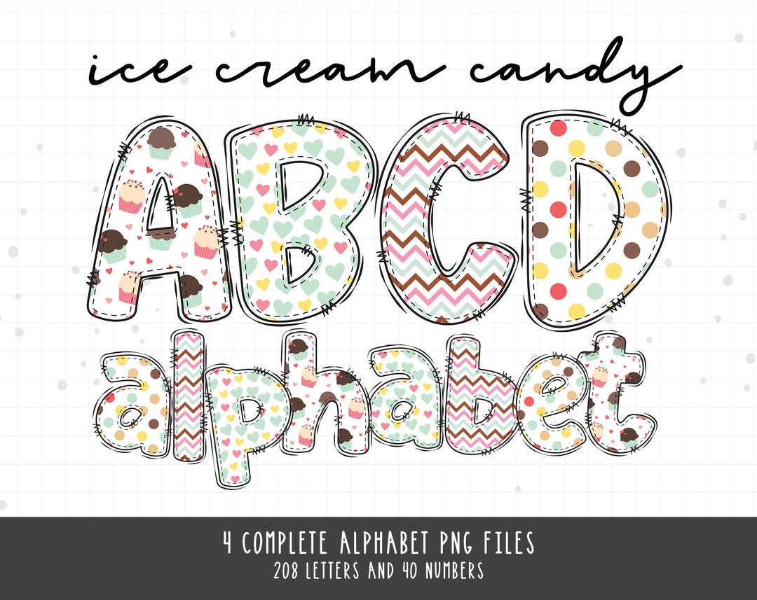 Ice Cream Candy Alphabet PNG, Alphabet Sublimation, Summer Alphabet ...