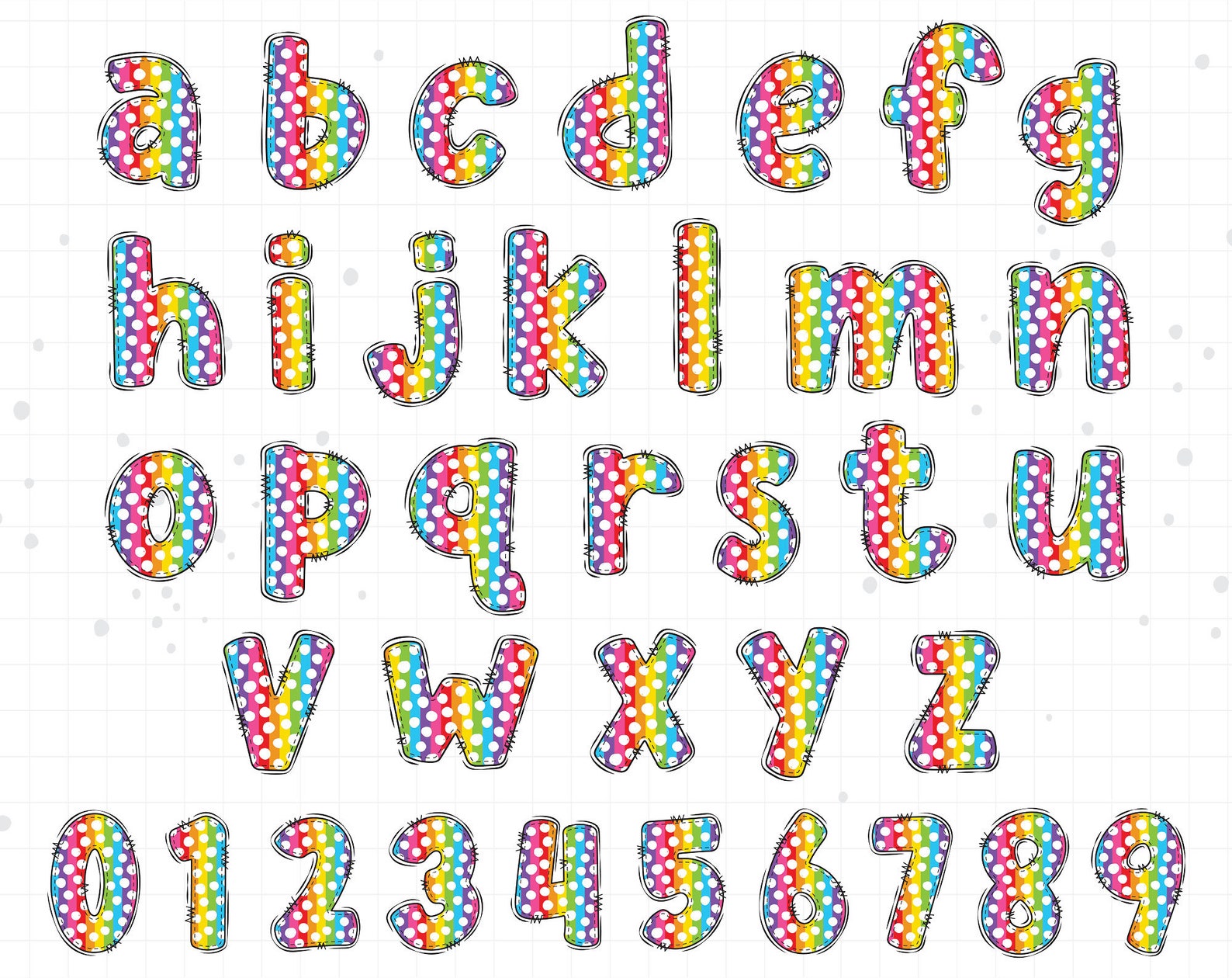 Rainbow Doodle Alphabet Bundle Rainbow PNG Letters & Numbers - Etsy