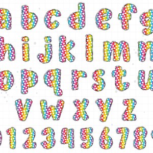 Rainbow Doodle Alphabet Bundle, Rainbow PNG Letters & Numbers, Rainbow ...