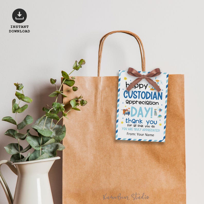 Custodian Day Gift Tags - Printable Thank You Favor Tags for School ...