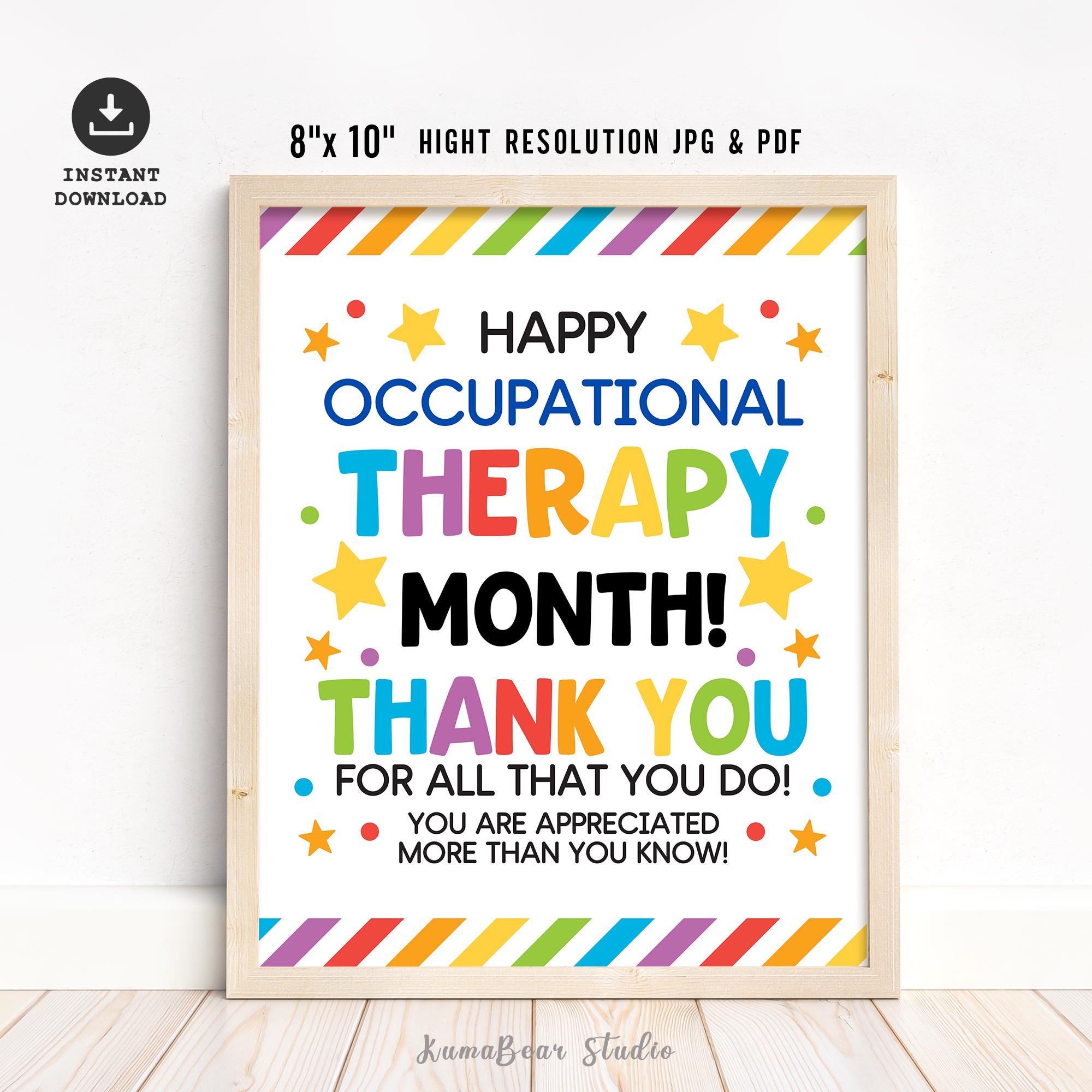 Occupational Therapy Month Printable Sign, OT Staff Appreciation Poster ...