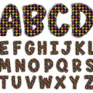 Cute Halloween Doodle Alphabet Bundle, Halloween Alphabet PNG, Pumpkin ...