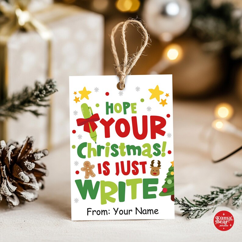 Christmas Teacher Gift Tags, Printable Holiday Just Write Appreciation ...