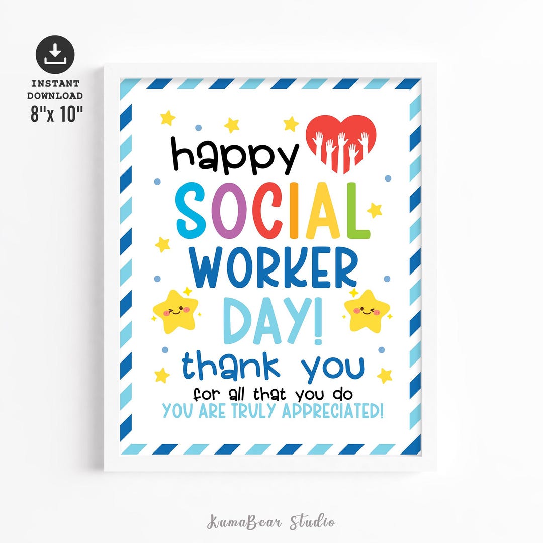 Social Work Day Poster, Social Worker Appreciation Day Sign Printable ...