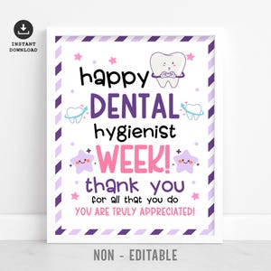 Dental Hygienist Week Sign Printable, Dental Hygienists Week Poster ...