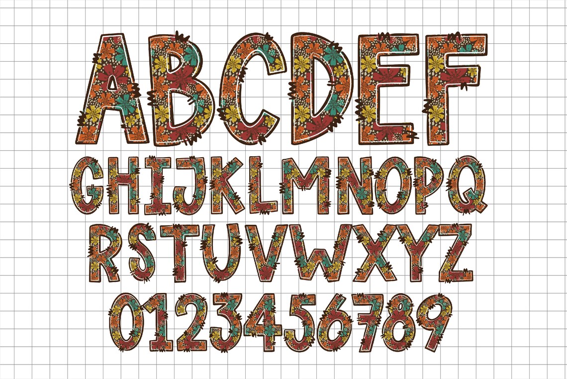 Vintage Floral Alphabet Letters PNG Bundle Hand Drawn Doodle - Etsy