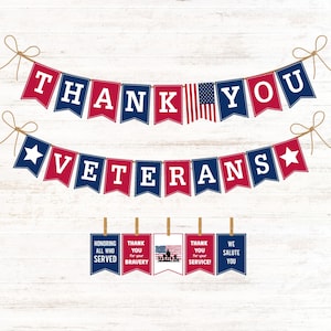 Happy Veterans Day Banner Printable Thank You Veterans Banner, Veterans ...