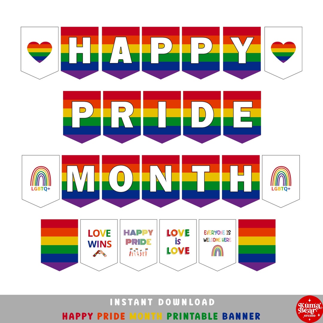 Pride Banner, Happy Pride Printable Banner, LBGTQ Party Decor, Pride ...
