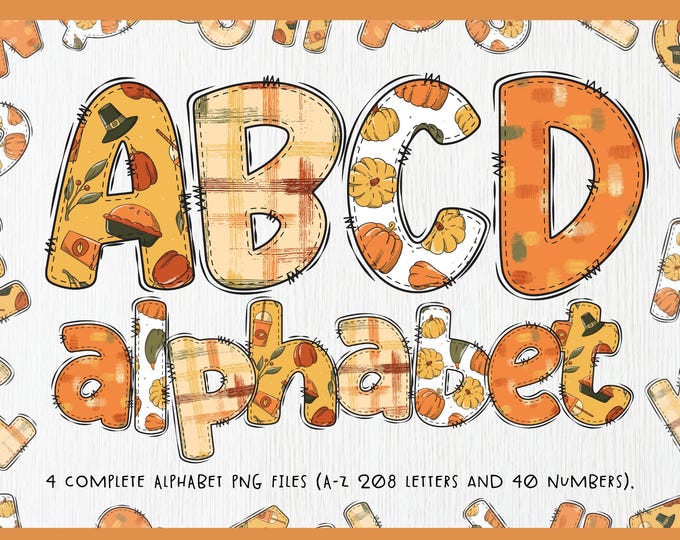 Plaid Alphabet PNG Clipart Bundle: Autumn Fall Thanksgiving Letters ...