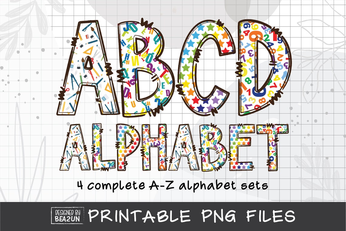 School Alphabet PNG School Alphabet Sublimation Teacher Hand - Etsy