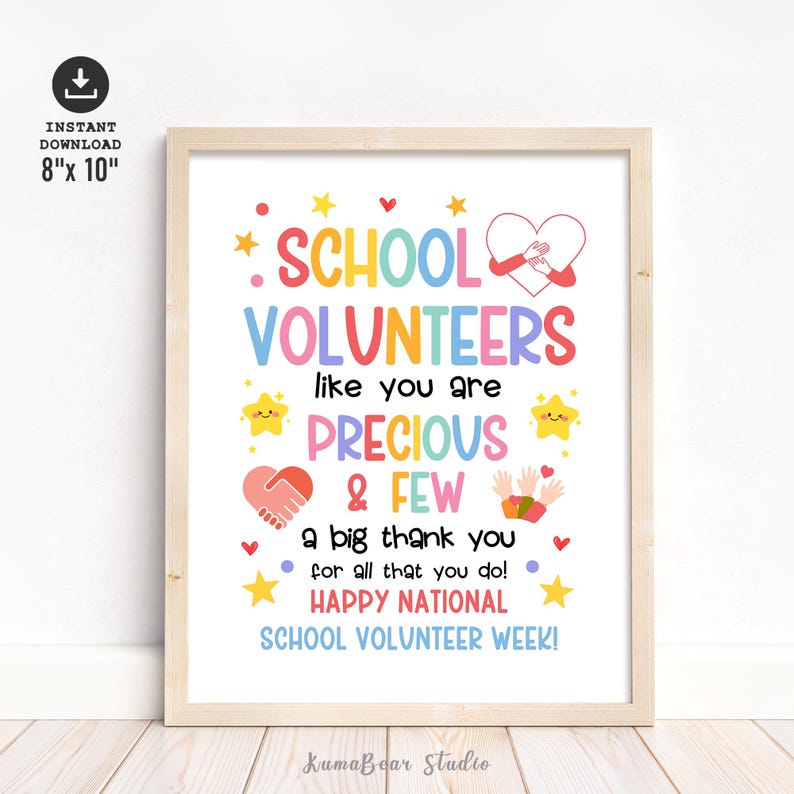 School Volunteer Week Sign Printable, Appreciation Poster Bulletin ...