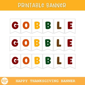 Printable Banner Thanksgiving Gobble PNG, Thanksgiving Garland ...