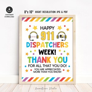 911 Dispatchers Week Sign Printable, Dispatcher Appreciation Week ...