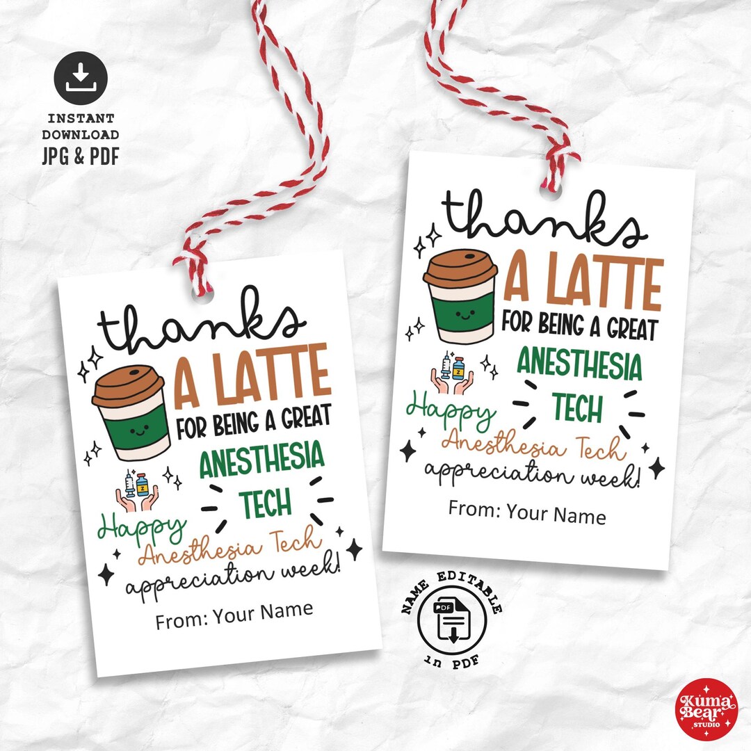 Anesthesia Tech Week Gift Tag Printable, Anesthesia Tech Week Printable ...