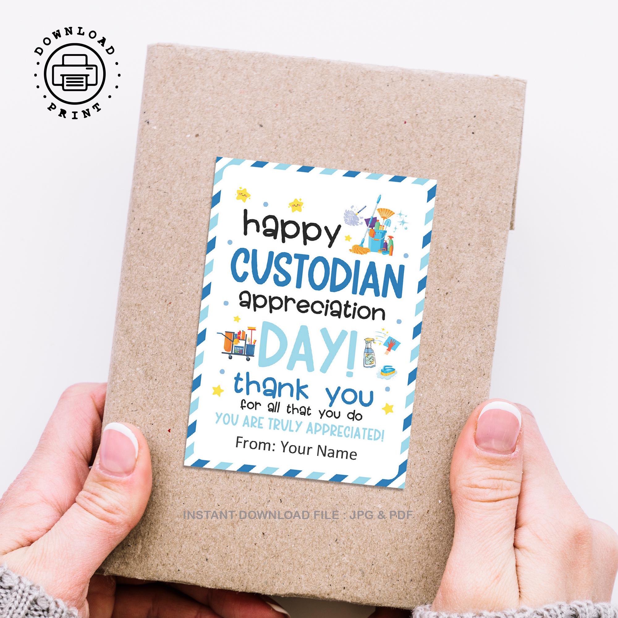 Custodian Day Gift Tags - Printable Thank You Favor Tags for School ...