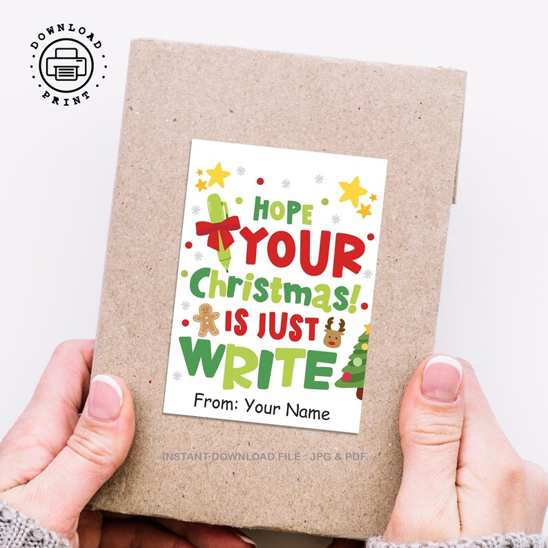 Christmas Teacher Gift Tags, Printable Holiday Just Write Appreciation ...