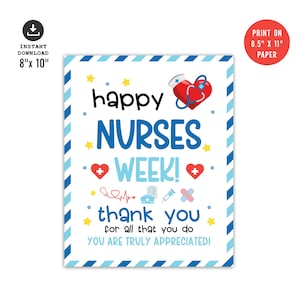 Nurse Week Sign Printable, Nurses Appreciation Week Sign, Nurses Week ...