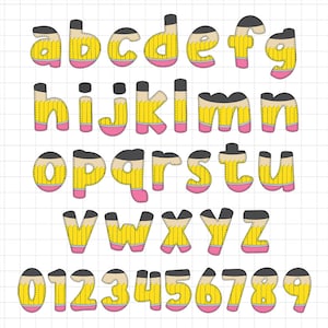 School Doodle Alphabet Bundle, School PNG Letters, Numbers ...