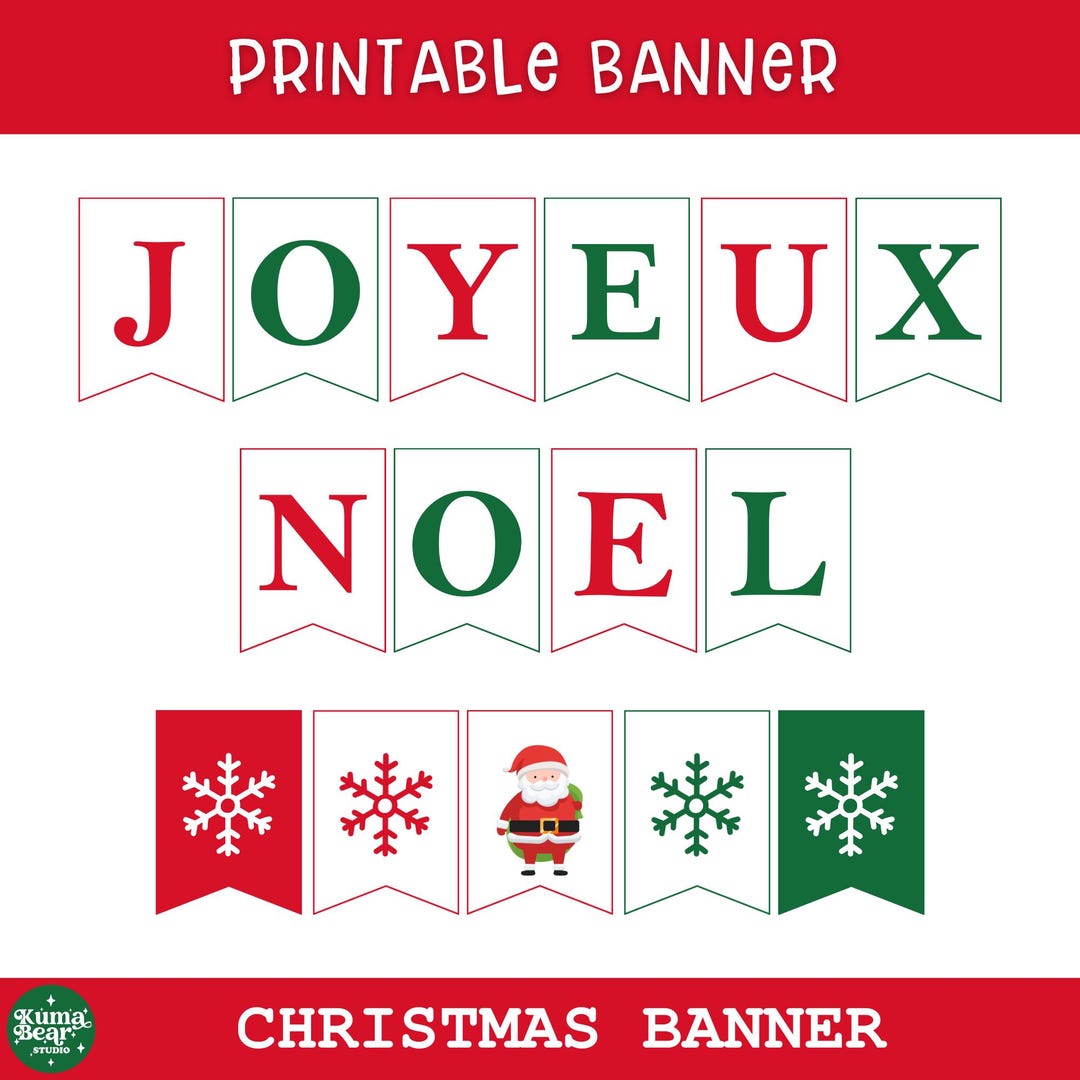 Christmas Banner Printable Joyeux Noel Banner, Christmas Party Decor ...