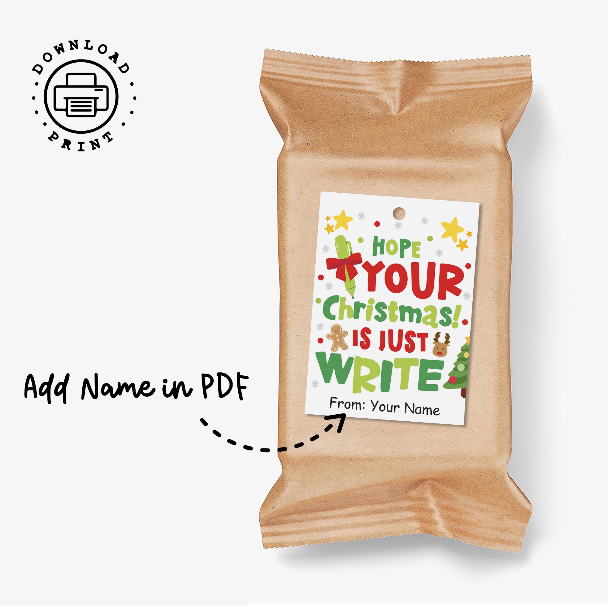 Christmas Teacher Gift Tags, Printable Holiday Just Write Appreciation ...