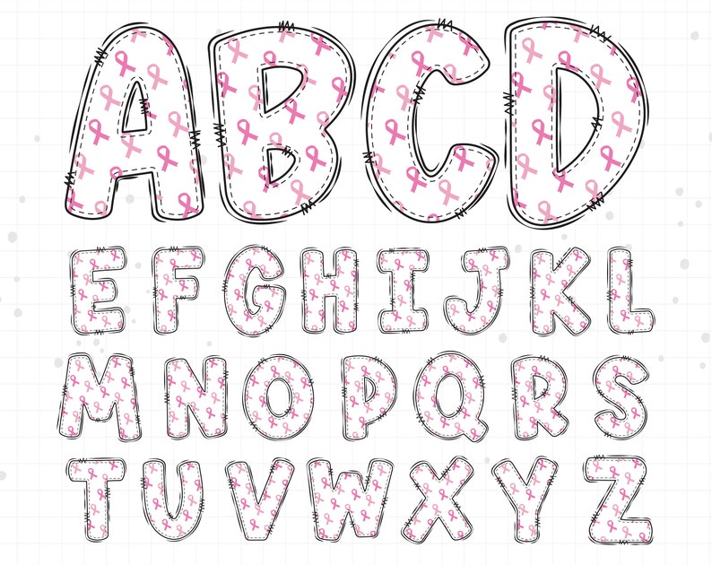 Pink Breast Cancer Awareness Alphabet Letters Bundle PNG - Etsy