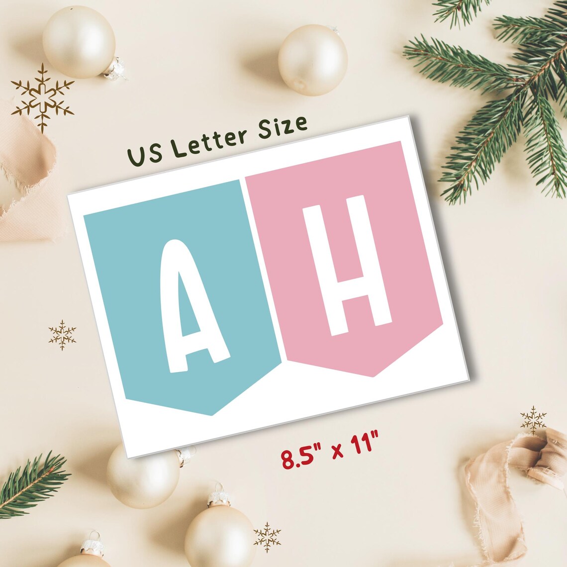 Pink Christmas Banner Printable, Holiday Party Bunting Flags, Festive ...