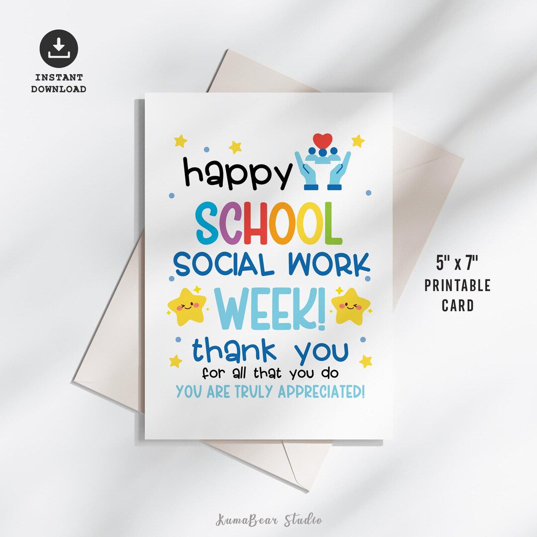 School Social Worker Appreciation Gift Card, Social Work Week Greeting ...