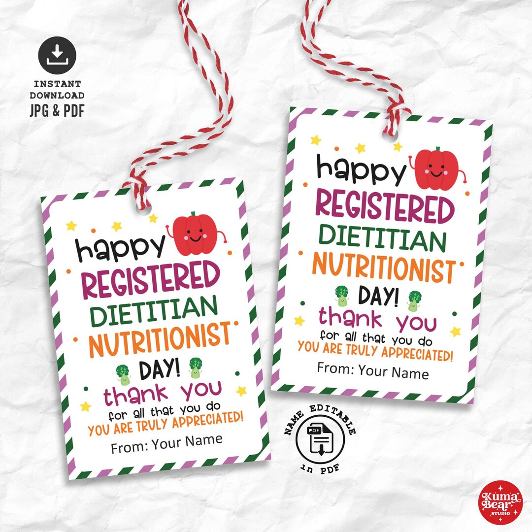 RDN Day Tag, Dietitian Gift Tag, Registered Dietitian Nutritionist Day ...