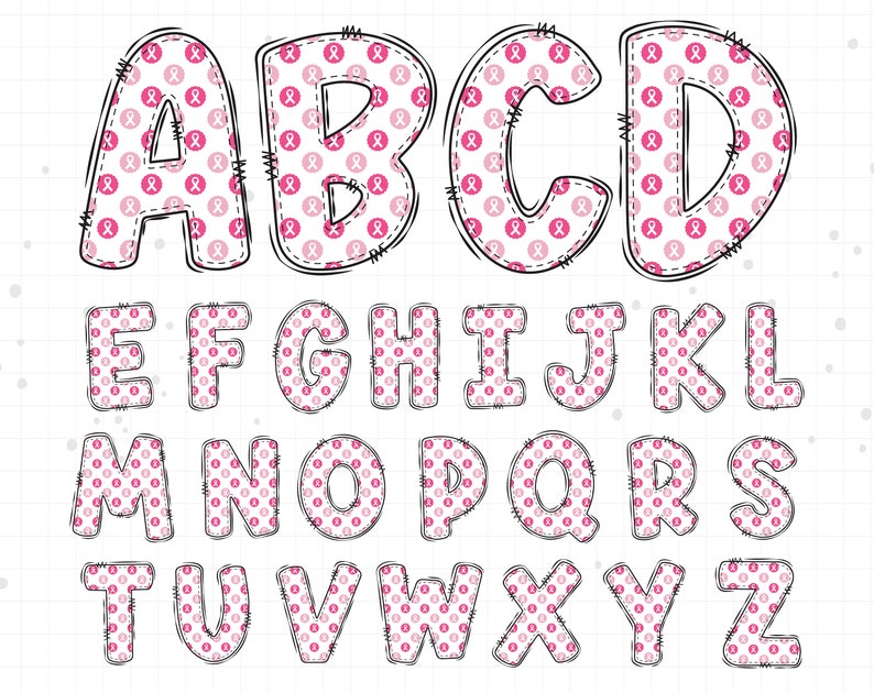 Pink Breast Cancer Awareness Alphabet Letters Bundle PNG - Etsy