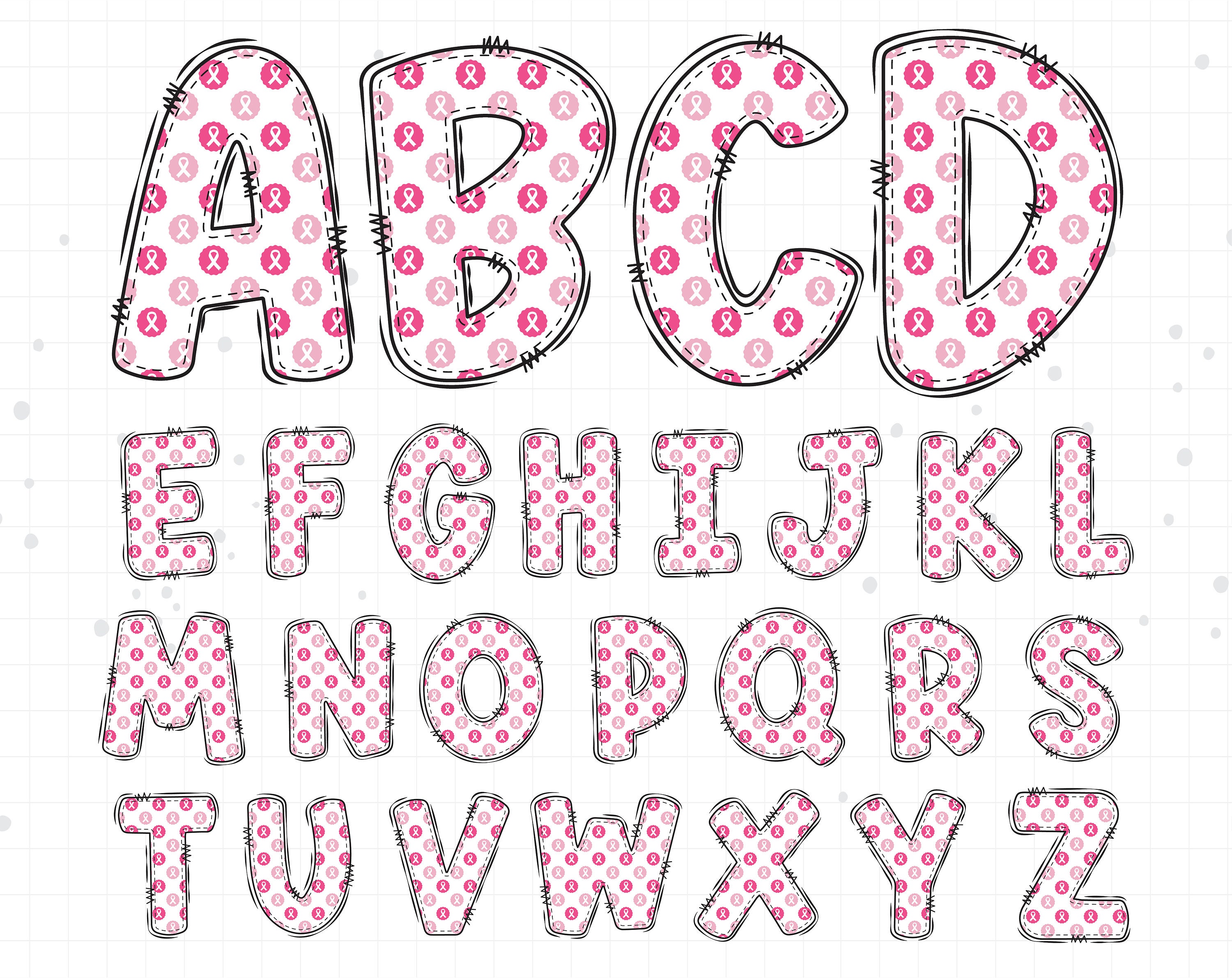 Pink Breast Cancer Awareness Alphabet Letters Bundle PNG - Etsy