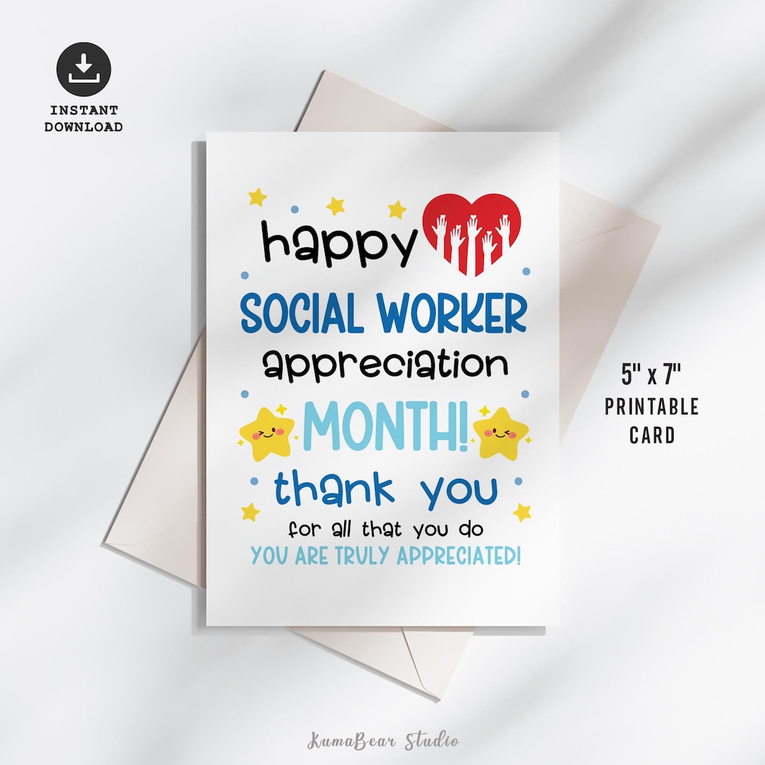 Social Worker Month Greeting Card Printable, Happy Social Work Month ...