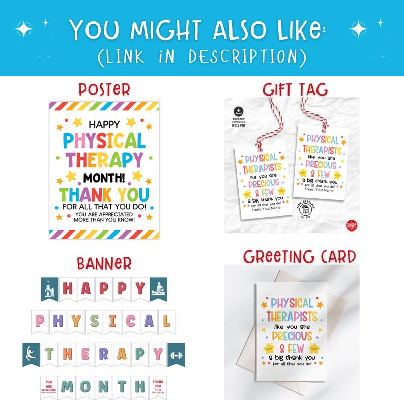 Physical Therapy Month Poster Printable – PT Appreciation Sign, Thank You Physical Therapists ...