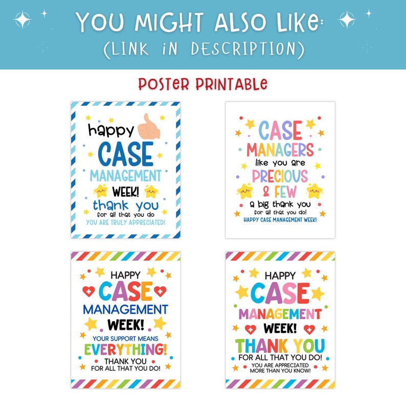 Case Management Week Sign Printable – Case Manager Appreciation Poster Wall Art, Instant ...