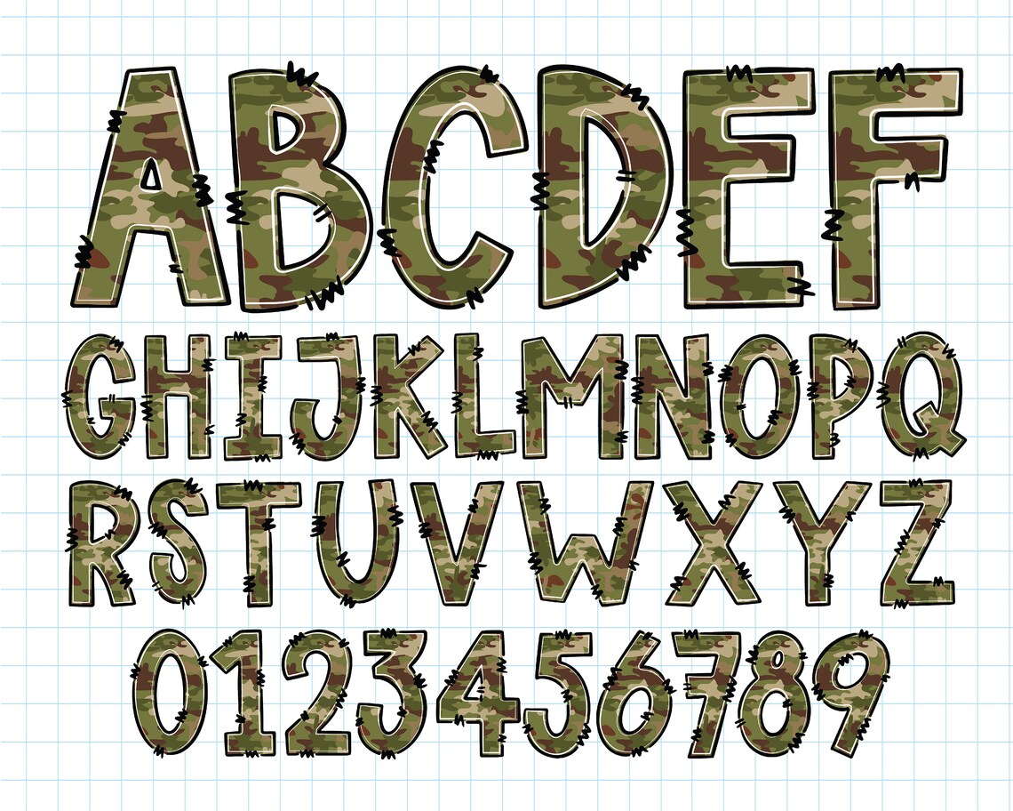 Camouflage Alphabet PNG Alphabet Sublimation Alphabet - Etsy
