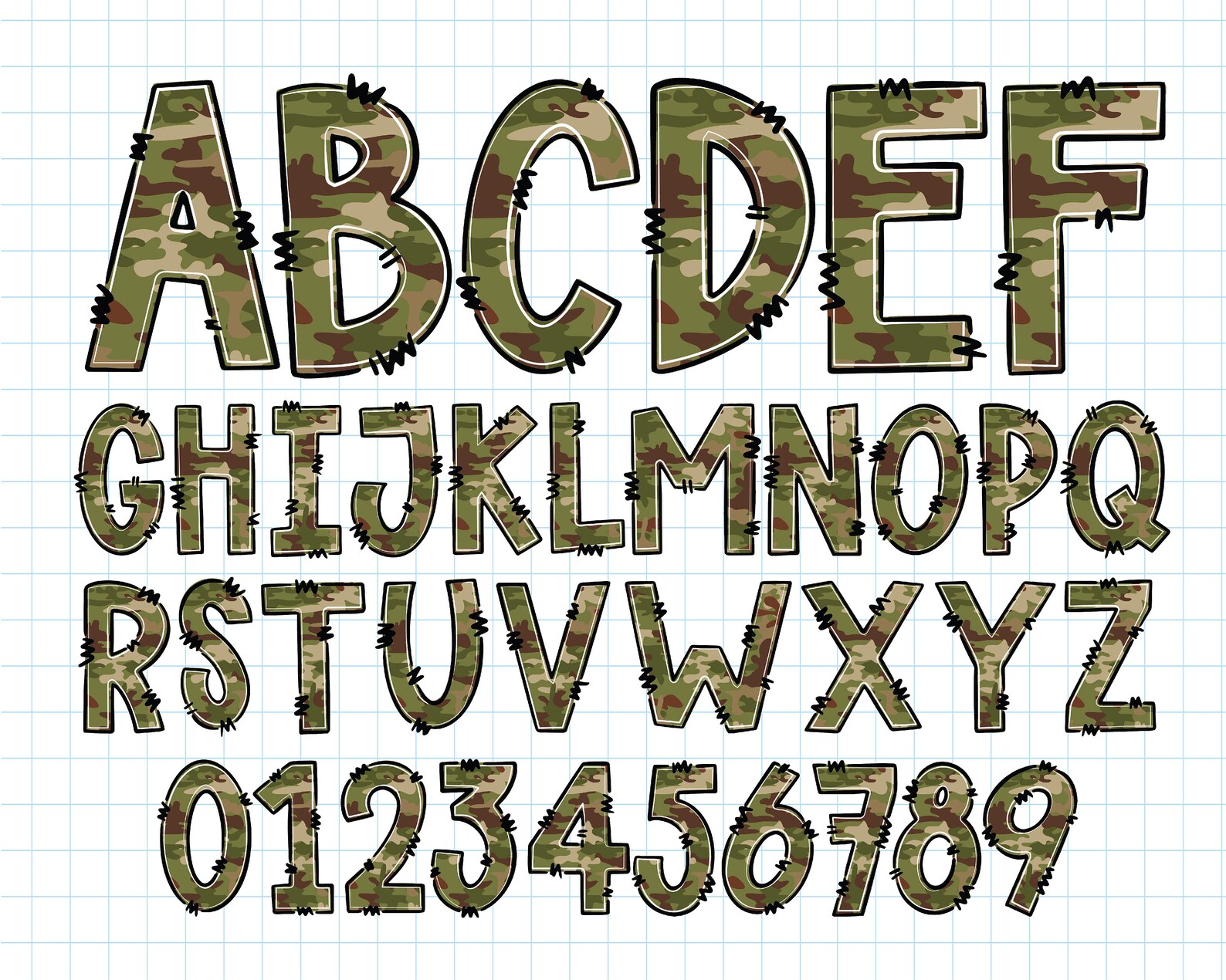 Camouflage Alphabet PNG Alphabet Sublimation Alphabet - Etsy