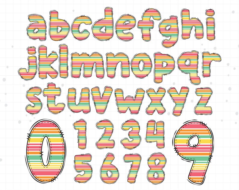 Citrus Alphabet PNG Fun Color Bright Color Alphabet Letters - Etsy