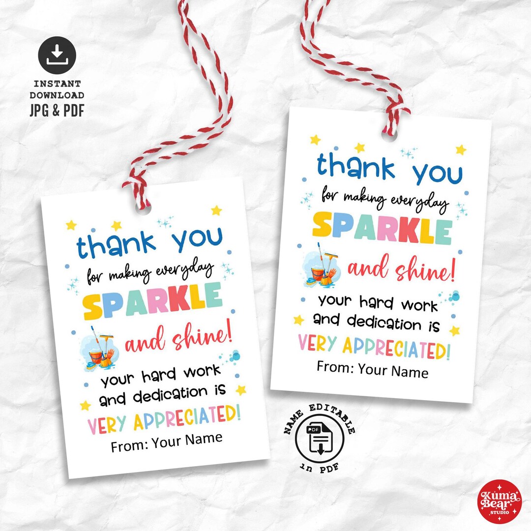 Housekeeping Appreciation Week Gift Tags Printable - Sparkle and Shine ...