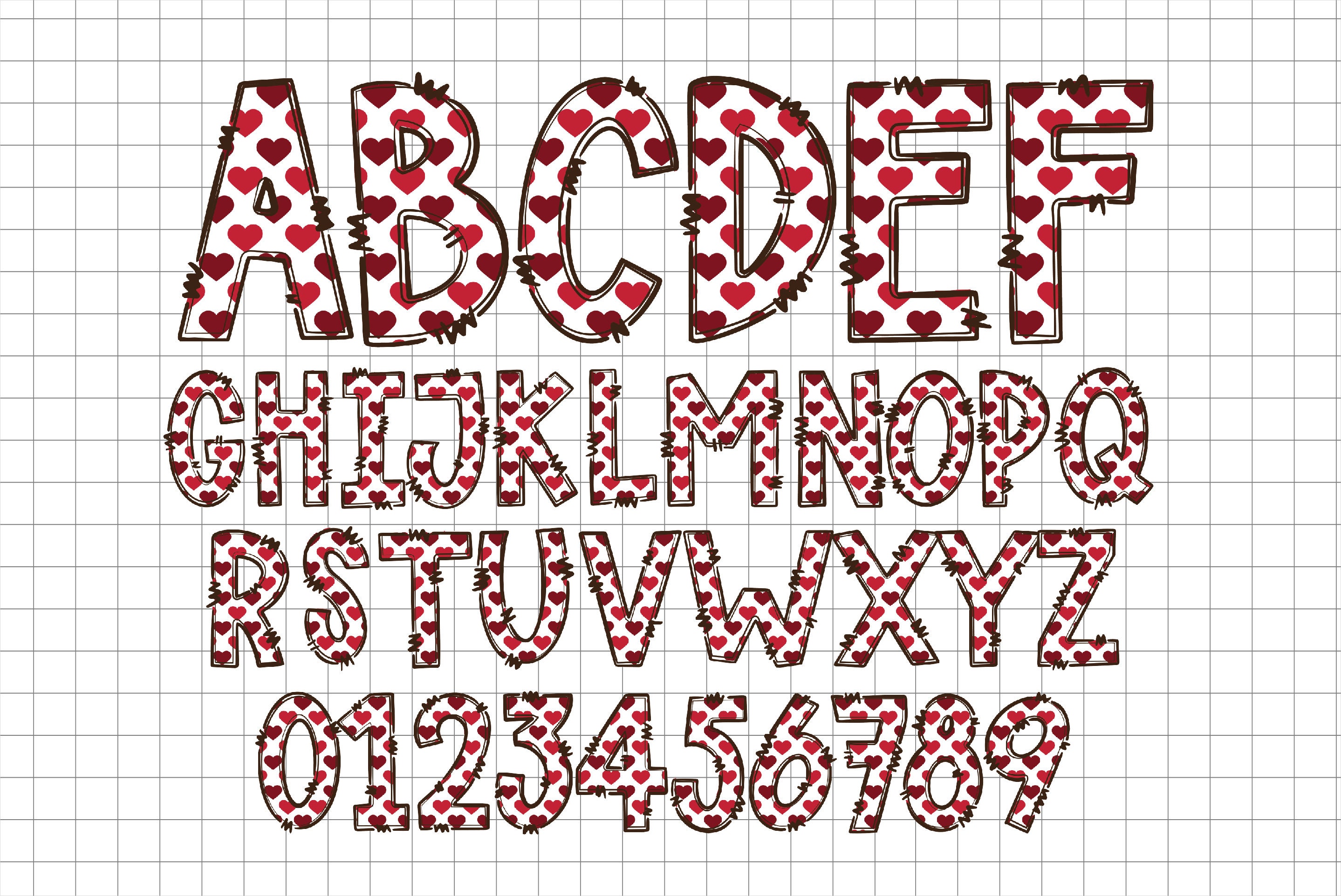 Hearts Alphabet Letters PNG Bundle Love Alphabet PNG - Etsy