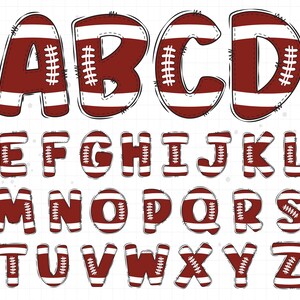 Football Doodle Alphabet Letters & Numbers, Football Clipart, Sport ...