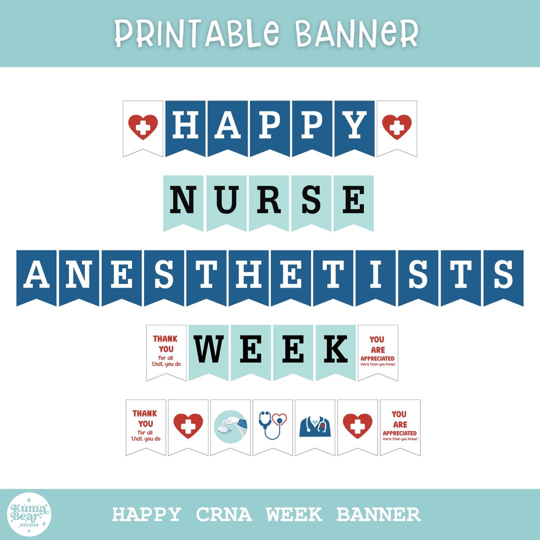 Nurse Anesthetists Week Banner, CRNA Week Appreciation Printable Party ...