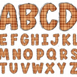 Autumn Plaid Alphabet Letters Bundle PNG Files, Fall Sublimation ...