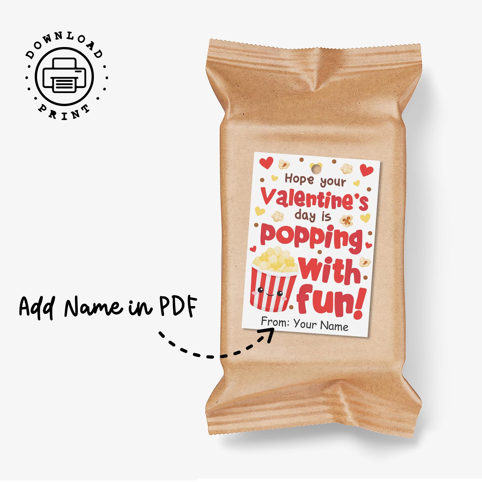 Popcorn Valentine Gift Tags Printable Popping With Fun Classroom ...
